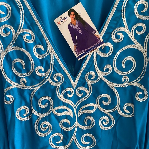 Dresses | Royal Blue Bathing Suit Cover Up With Embroidered Details ...
